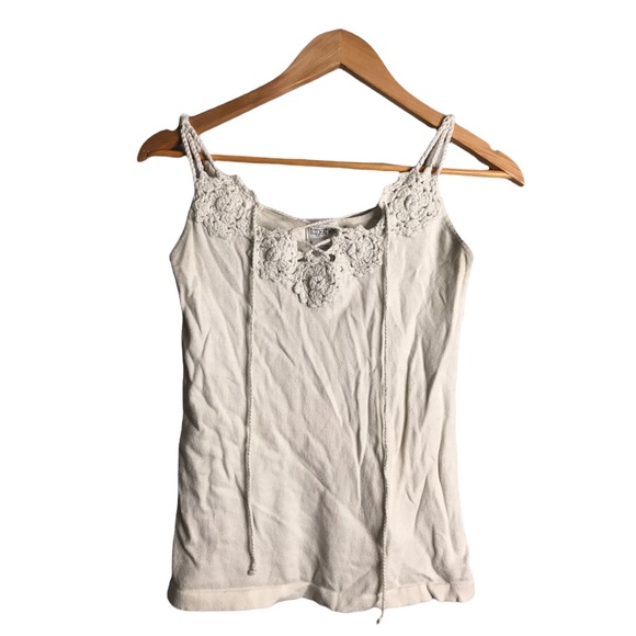 Together | Tops | Together White Knit Lace Up Detail Chest Tank Top ...